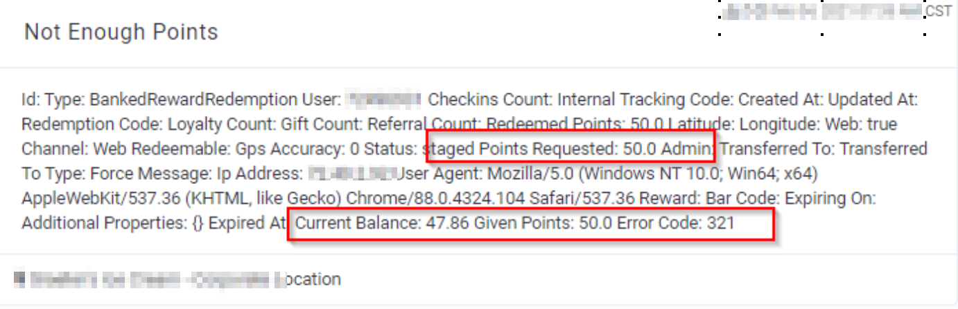 Why the "Not Enough Points" error is displayed on the guest timeline?