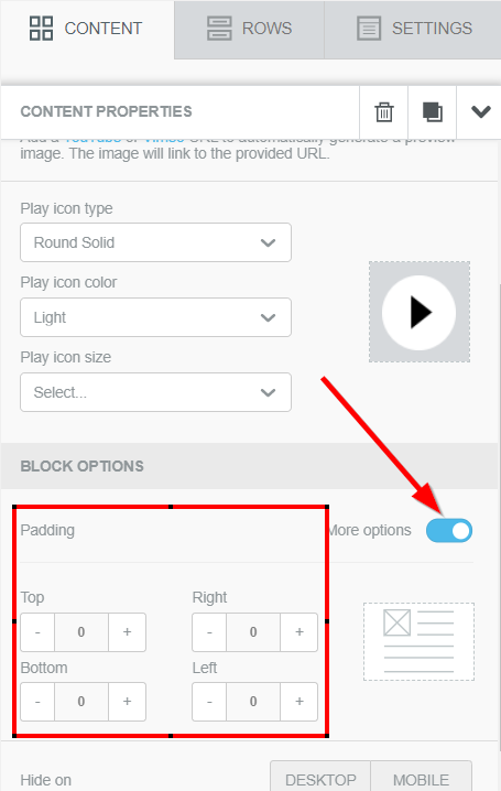 How to align image padding to adjust the image alignment in email editor?
