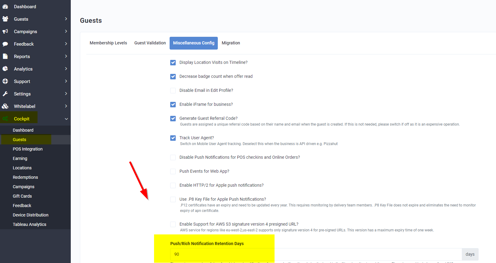 (INT) Where is the default value for push notification/ rich message ...