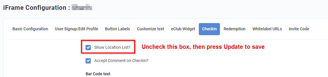 Why are guests prompted to select a location when using iFrame checkin to earn points?