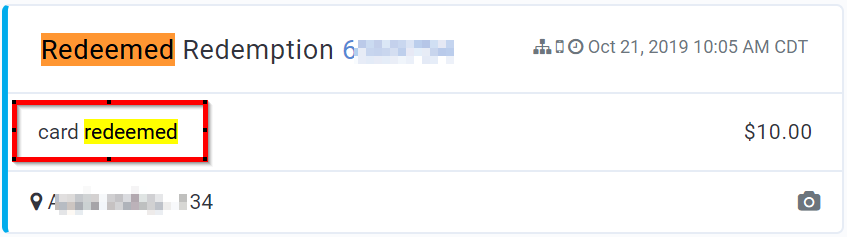 How to identify on the guest timeline whether the redeemable card is ...