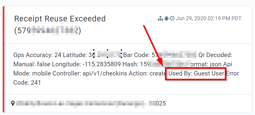 Why the guest is facing "Receipt reuse exceeded" error when only one ...