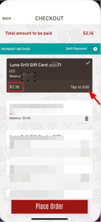 How to edit amount while using the split payment from the app to use a ...
