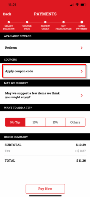 Why isn't the "Apply coupon code" prompt available when placing an ...