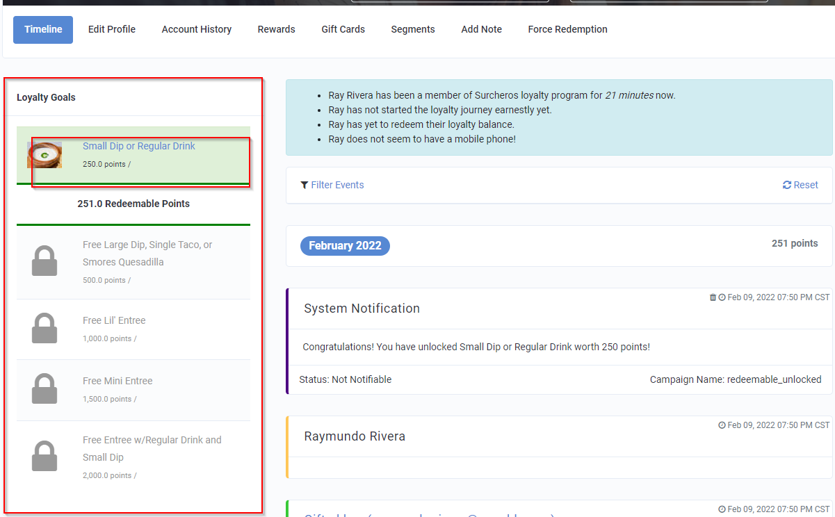Do loyalty goals show up as redeemables when the brand uses "Points ...