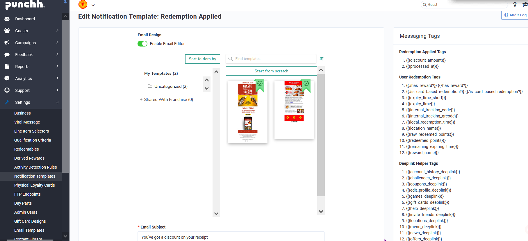 How to add an Email Template to a Notification Template