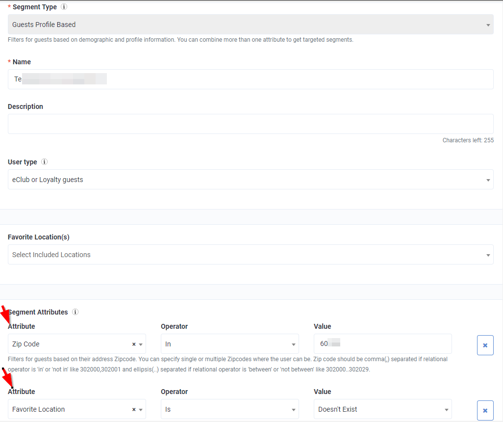 How do create a Segment based on zip codes and guest with no favorite ...