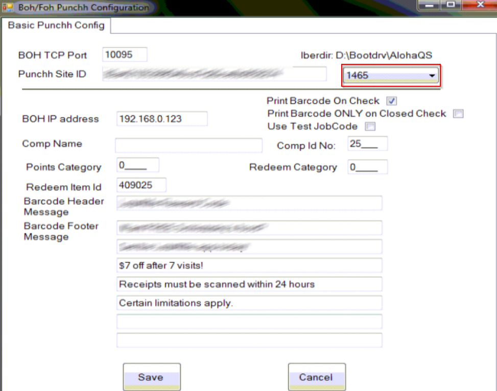 How can I view the currently set up locations settings on Punchh's backend? (Only Aloha Bigint ...