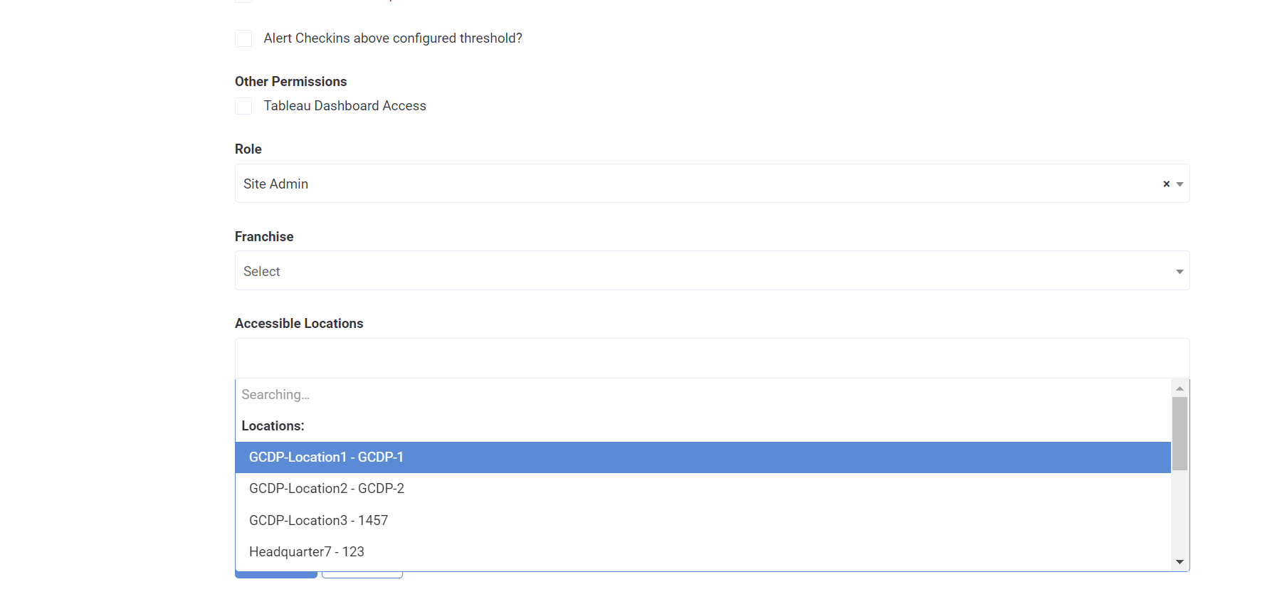 How to add multiple locations to an admin?