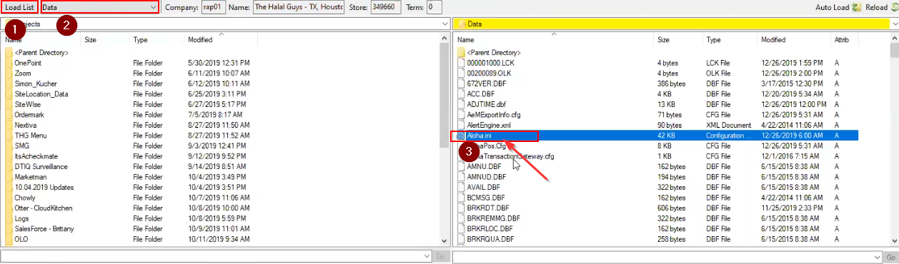 Where can I find the Aloha.ini file in Command Center? (Aloha)