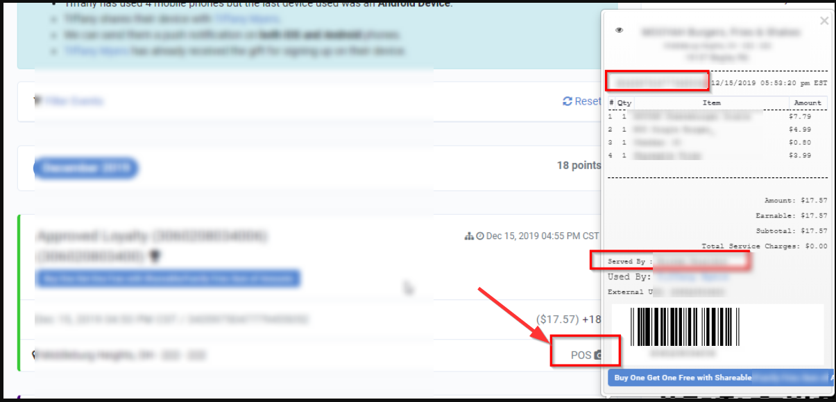 How do I verify what channel a receipt was earned on , on a guest's ...
