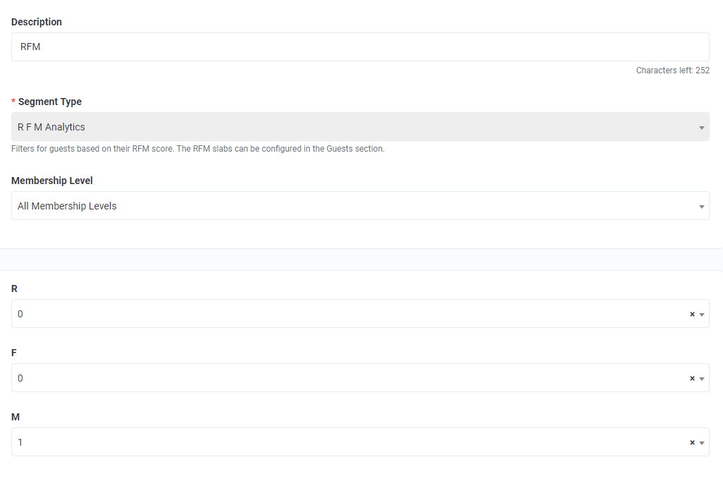 How can I create an RFM slab segment that excludes guests with no checkins?