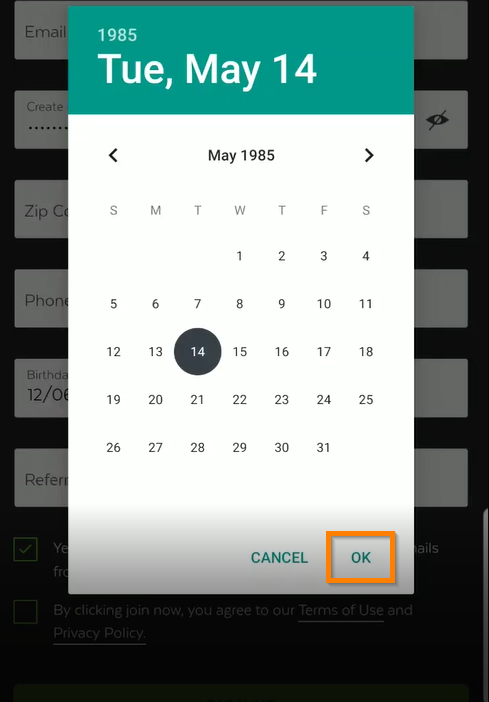 How can I adjust the year of my birthday in the app?