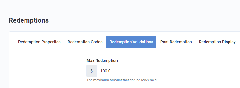 Which orders does the Max Redemption configuration apply?