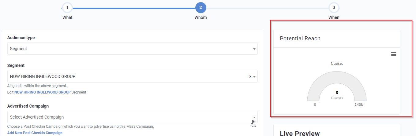 Why is the Potential Reach not populating for the segment?