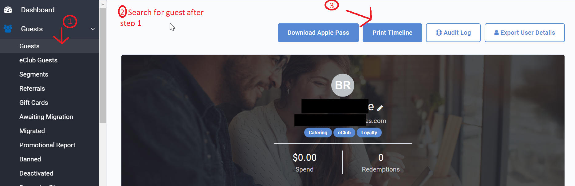How do I print a guest timeline?