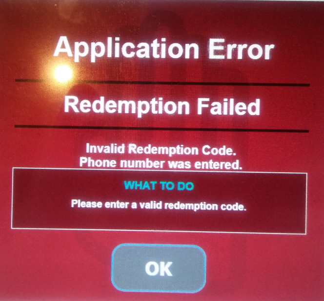 Why is the cashier seeing 'Invalid Redemption Code' error on the POS ...
