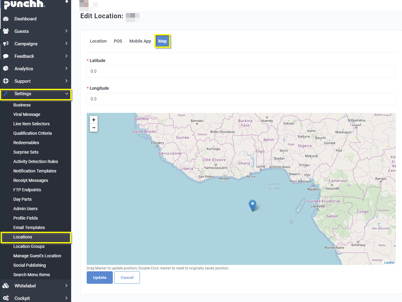 How can I hide an open location in the app?