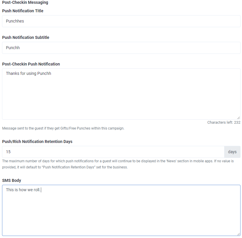 How do I create a Post Check-in Message Campaign?