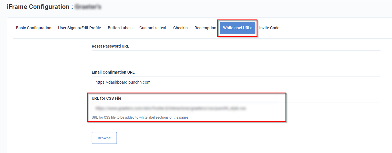 Where can I update the iFrame CSS URL?