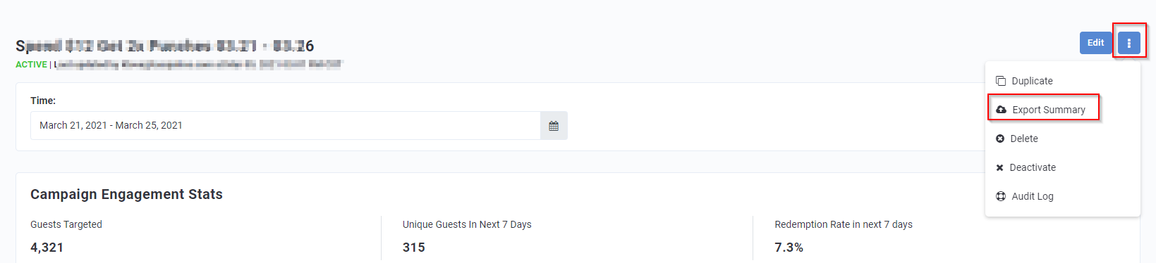 How to export Campaign Summary of post checkin campaign?