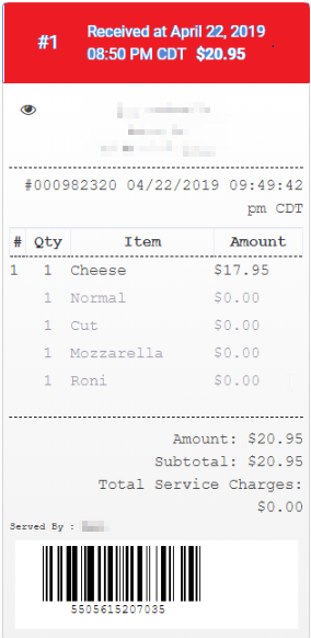 When I lookup a barcode in Platform, why are the receipts different colors?